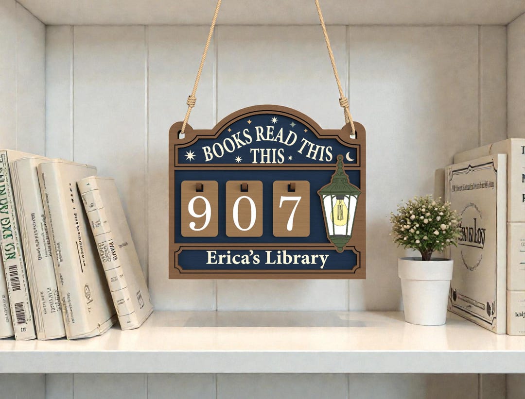 Vintage Library Sign SVG, Street Lamp Book Tracker, Books Read This ...