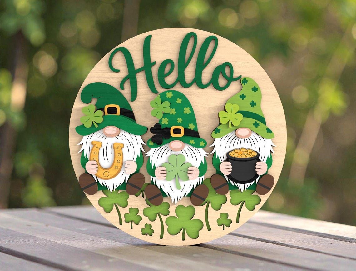 Irish Welcome Door Hanger Laser Cut File SVG, ,hello Gnome Door Sign,st ...