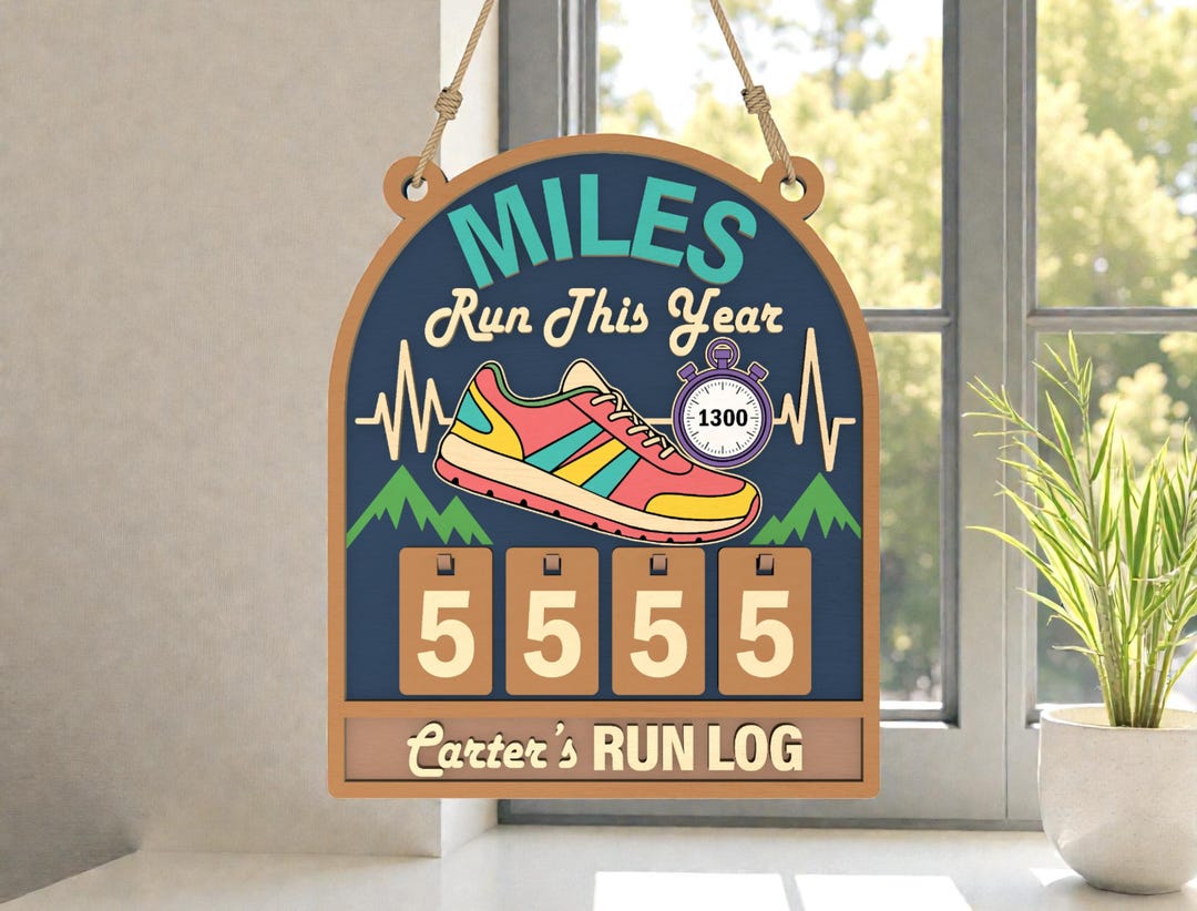 Personalized Running Miles Tracker SVG, Miles Run This Year Tally Sign ...