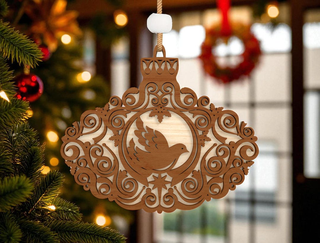 Christmas Dove Ornament Laser Cut File Svg, Peace Dove Svg, Filigree ...