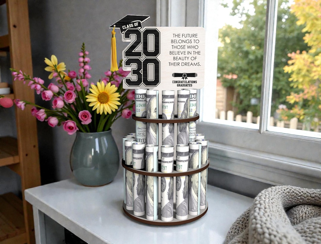 Class of 2030 Graduation Money Cake SVG, Tiered Cash Holder Laser Cut ...
