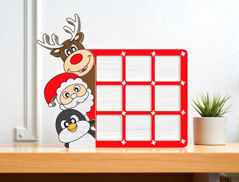 Christmas Tic Tac Toe Board Laser Cut File Svg , Santa Reindeer ...