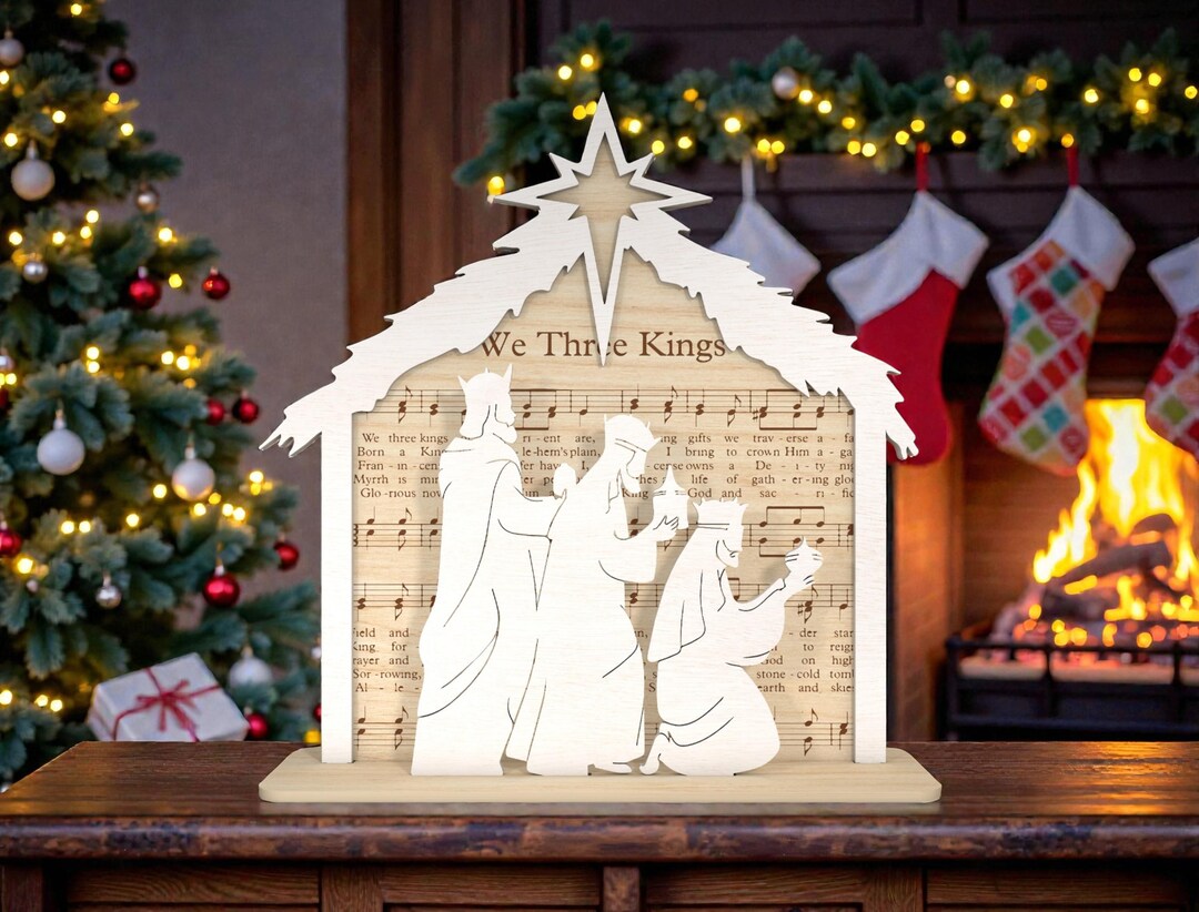 Three Kings Nativity Scene Laser Cut File SVG, 3D Layered Manger Laser ...