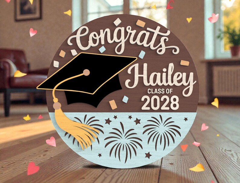 Personalized Congrats Grad Sign SVG, Class of 2028 Door Hanger Laser ...