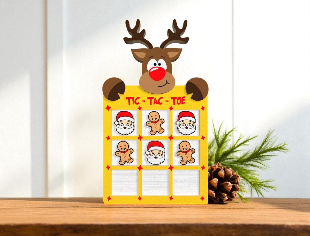 Christmas Tic Tac Toe Game Laser Cut File Svg, Santa and Gingerbread ...