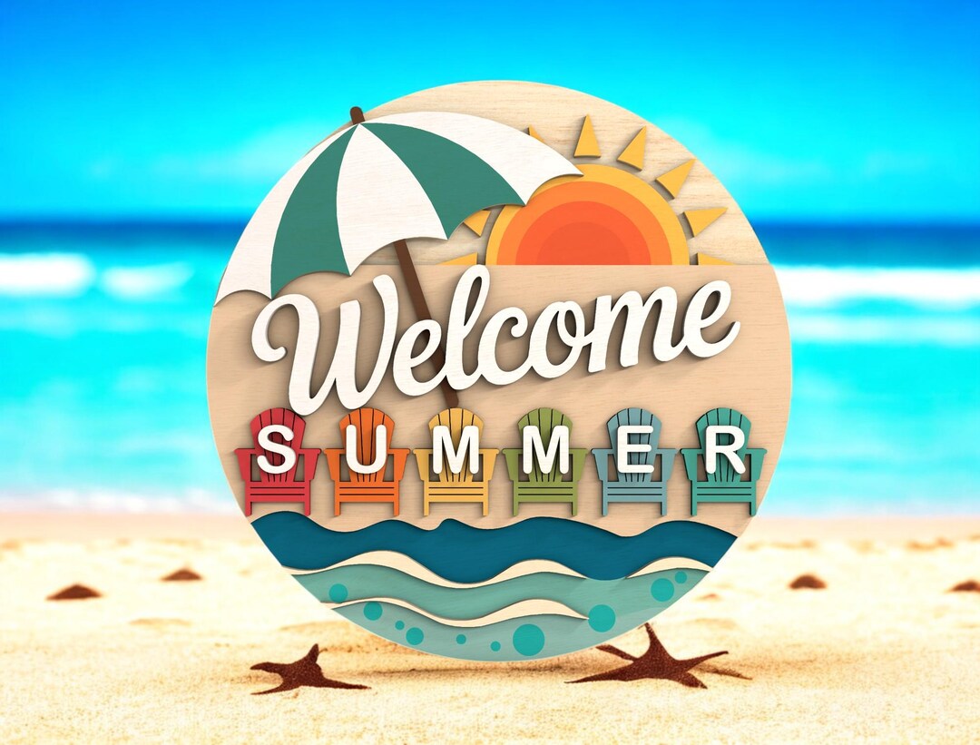 Welcome Summer Door Sign SVG, Flamingo Beach Cut File, Tropical Porch ...