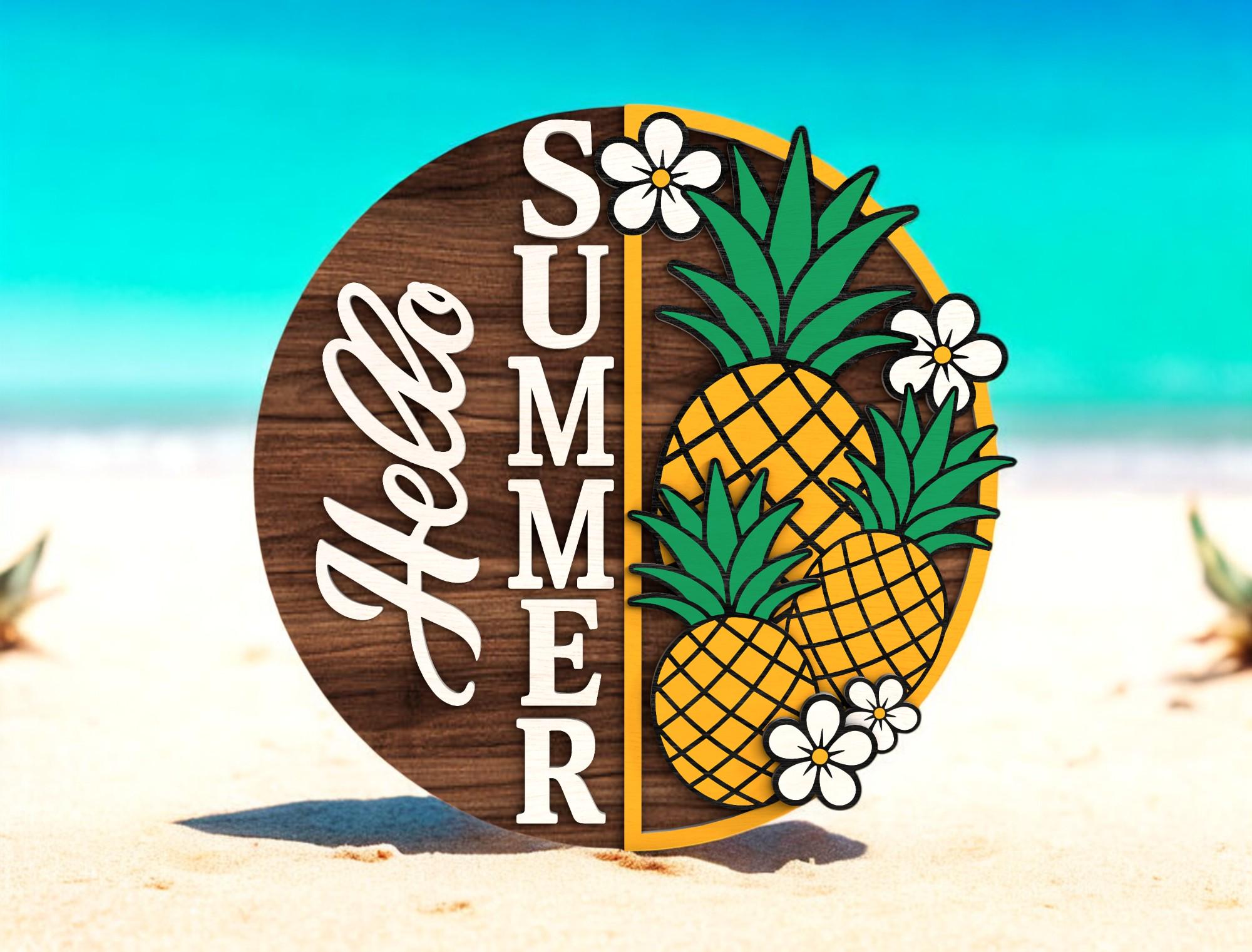 Pineapple Door Sign Laser Cut File, Welcome Sign SVG, Tropical Door ...