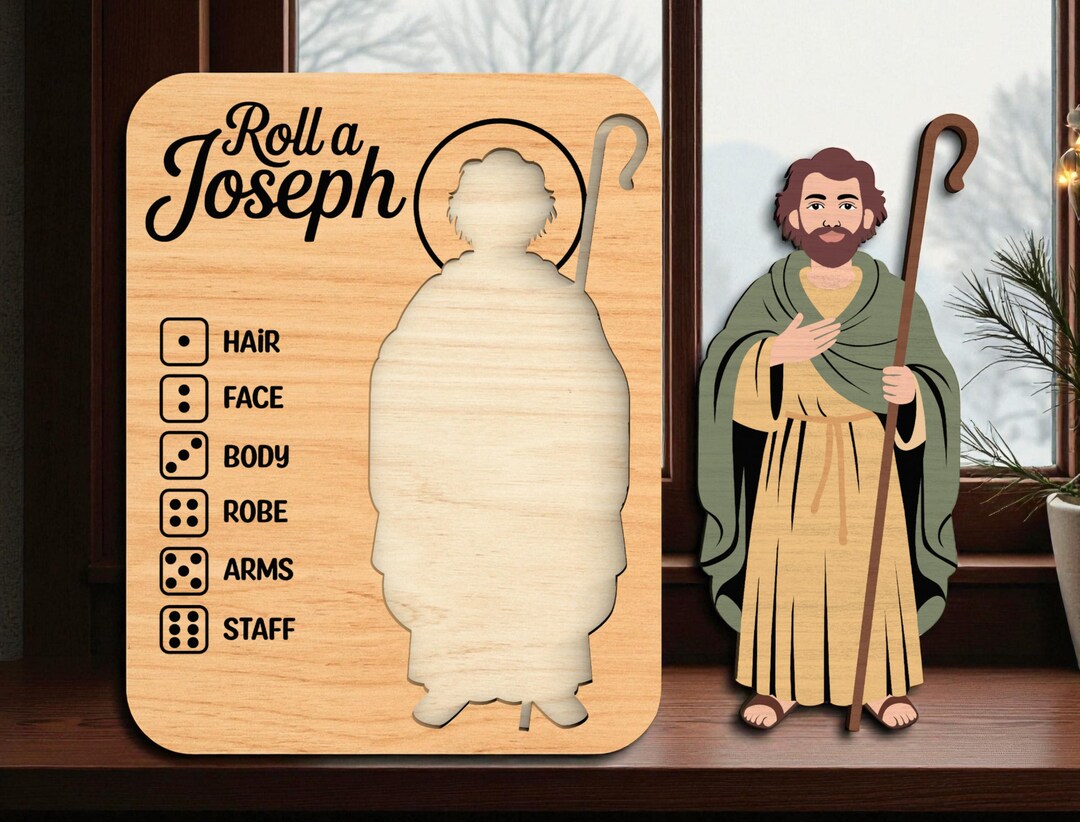 Joseph Nativity Roll Game Laser Cut File Svg, Christmas Dice Game Svg ...