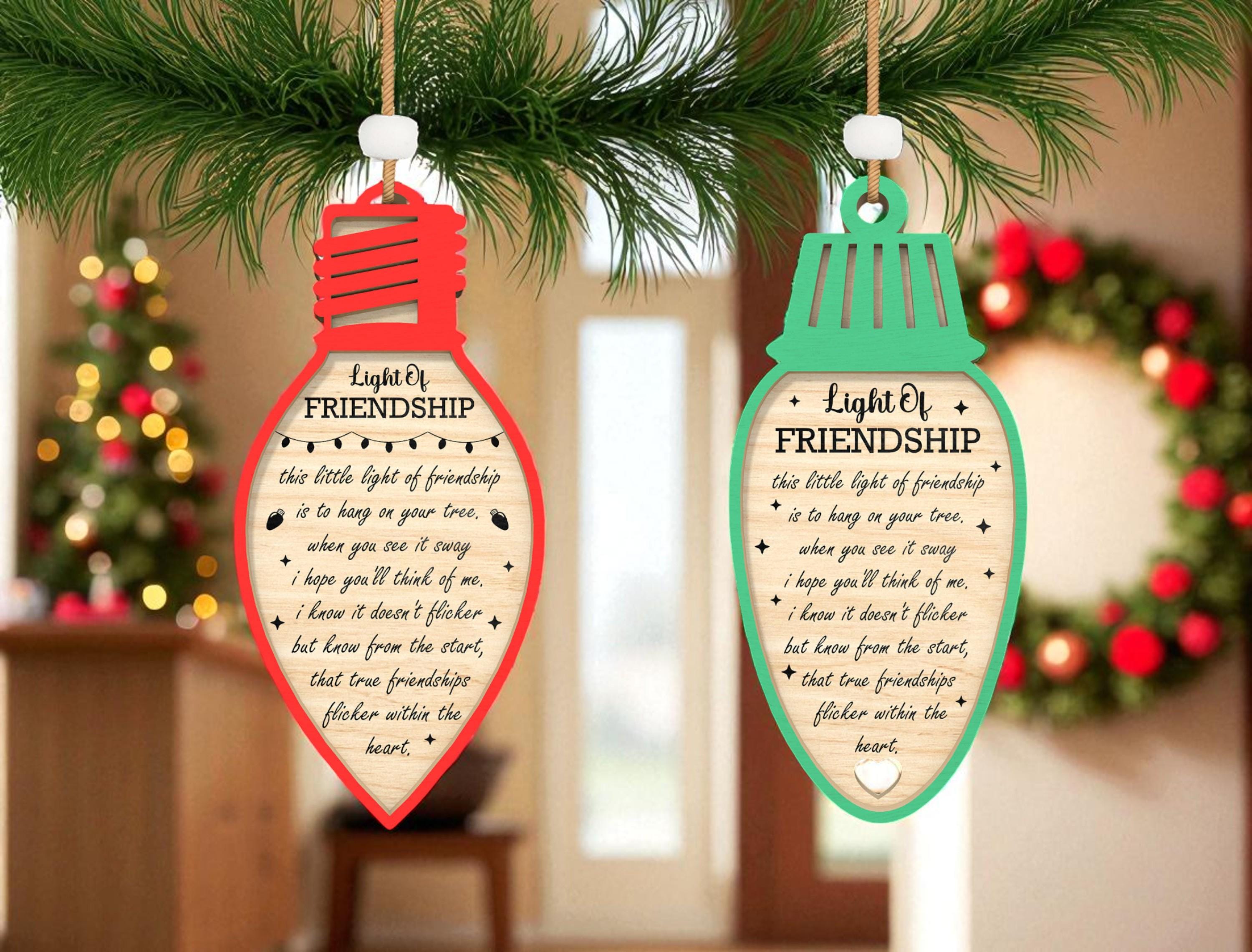 Friendship Poem Ornament Laser Cut File, Light of Friendship Ornament ...