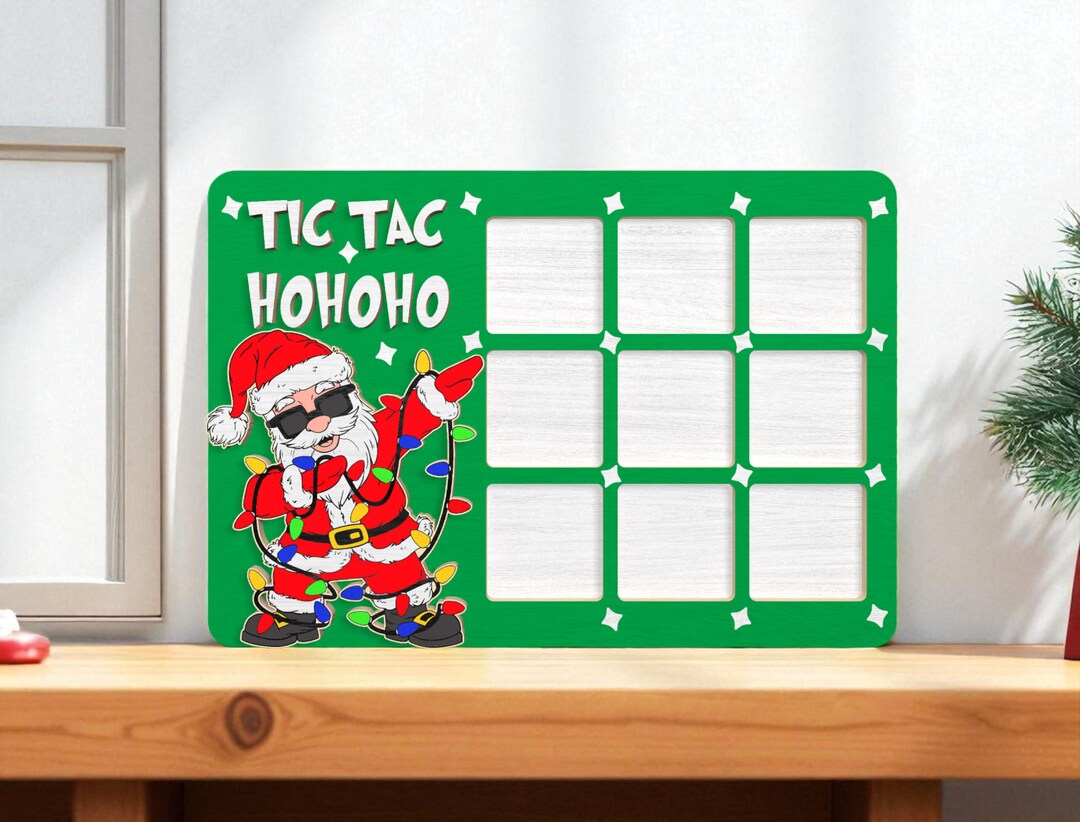 Santa Tic Tac Toe Board Laser Cut File Svg , Funny Christmas Game “tic ...
