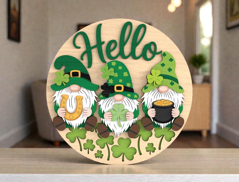 Irish Welcome Door Hanger Laser Cut File SVG, ,hello Gnome Door Sign,st ...