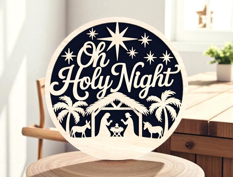 Oh Holy Night Nativity Svg, Christmas Manger Scene Laser Cut File ...