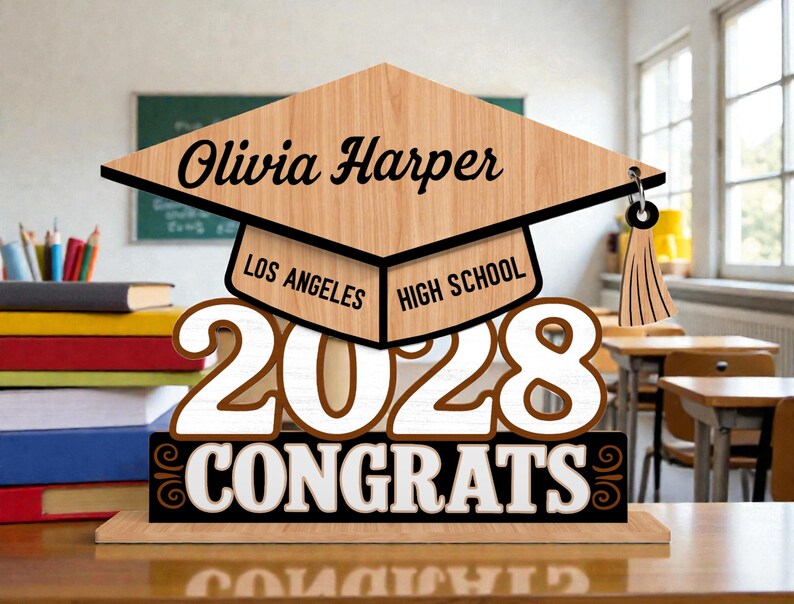 Class of 2028 Graduation Stand Cut File SVG, Personalized Senior Year ...