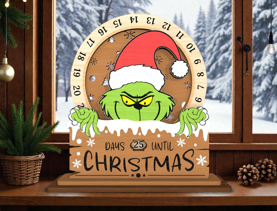 Christmas Countdown Stand Laser Cut File SVG, Holiday Character Decor ...