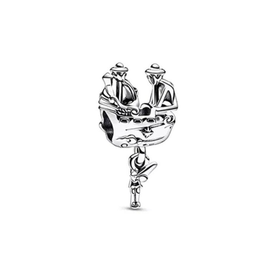 Tinker Bell & Captain Hook's Pirate Ship Charm Sterling Silver 925 Bead ...