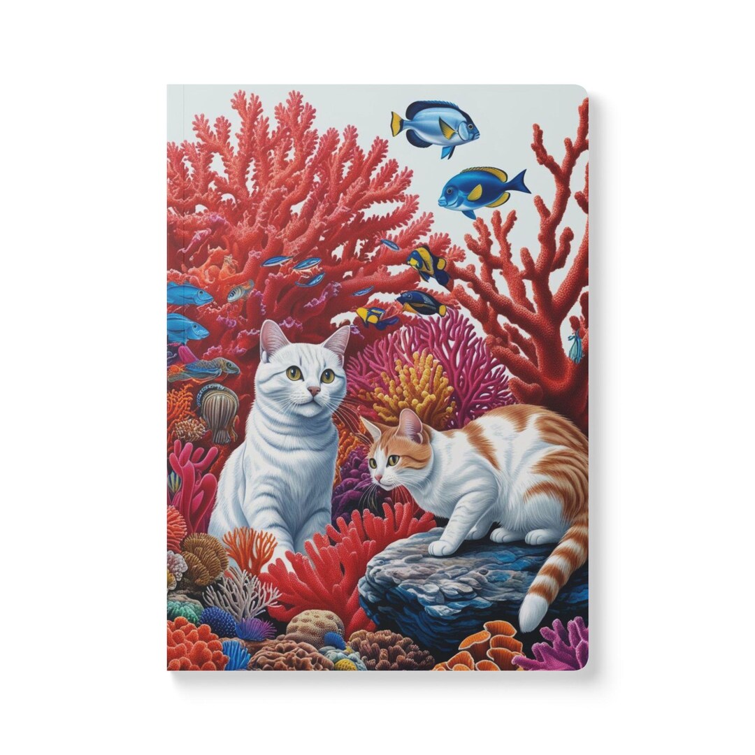 Ocean Cats Softcover Journal, Coral Reef Fish Underwater Design, Cat ...
