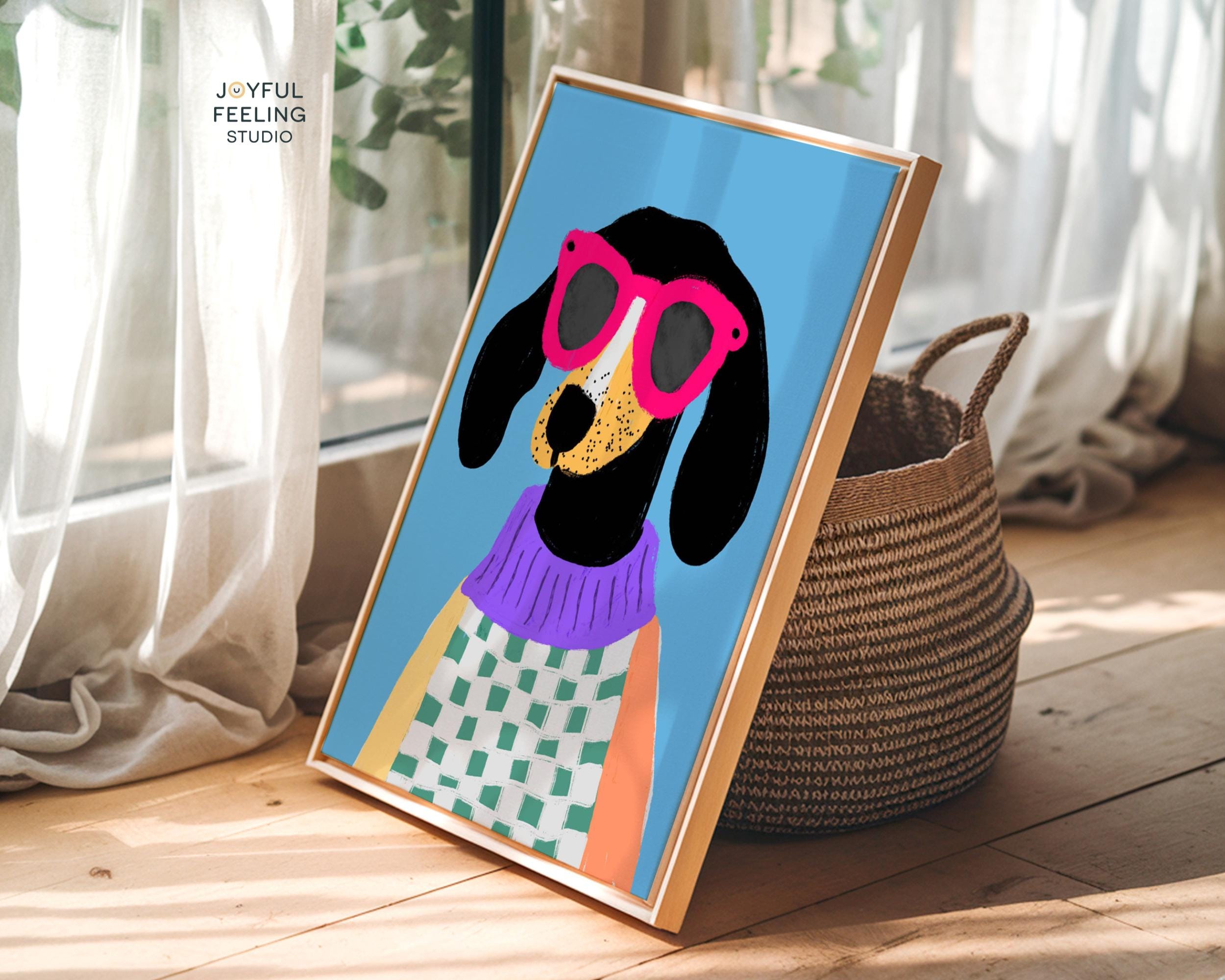 Colorful Dog Poster Printable Fun Animal Wall Art Kids Room Decor ...