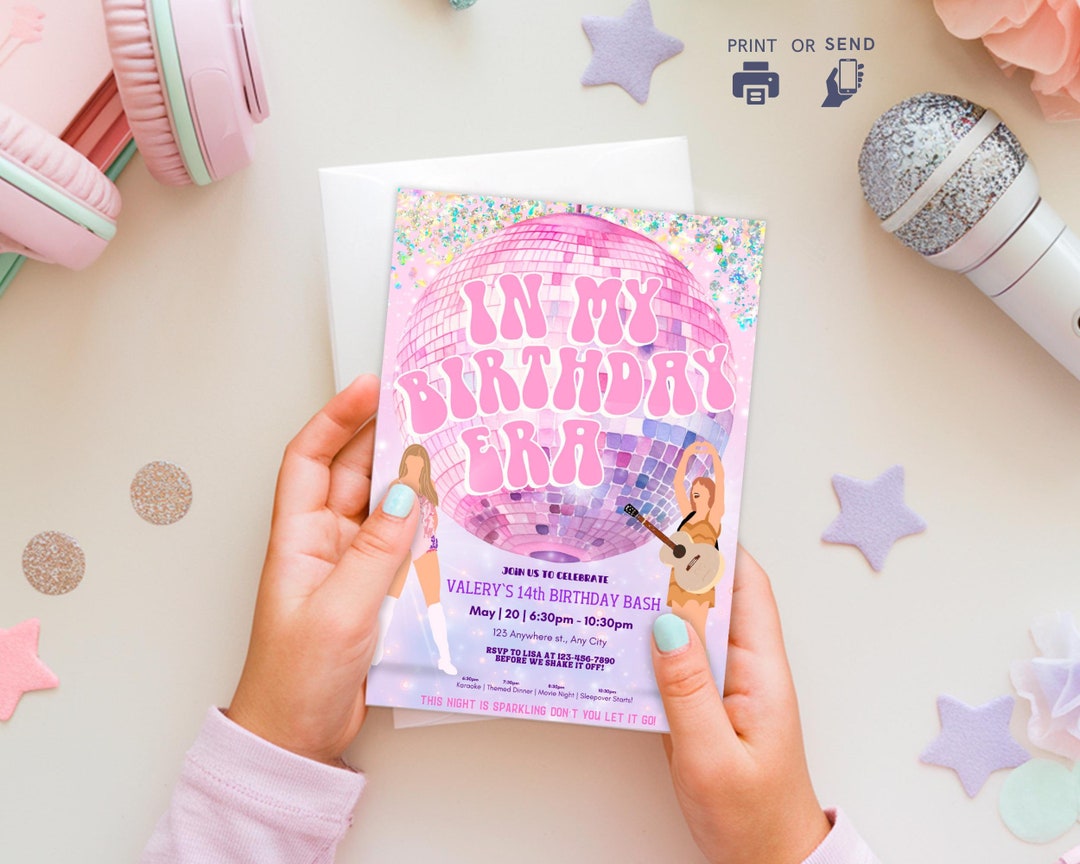 Editable Taylor Ts Birthday Invitation Digital in My Birthday Era Party ...
