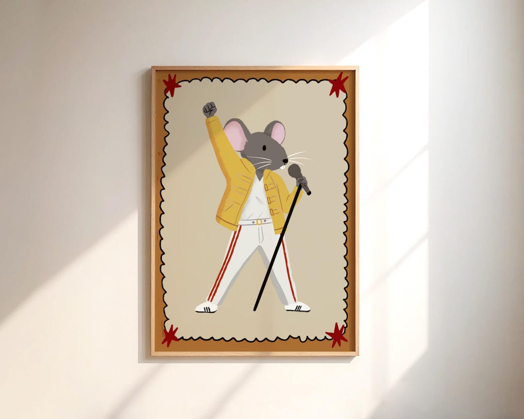 Rock Star Animal Poster for Kids Funny Mouse Wall Art Printable Room ...