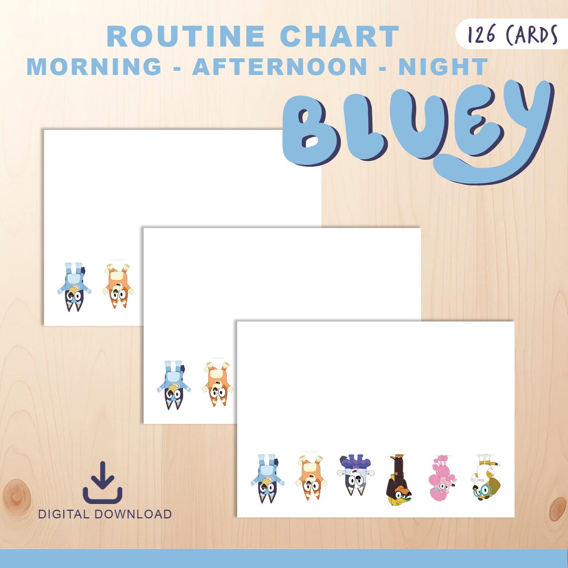 Bluey Routine and Habits Board, Printable, CUSTOMIZED, 128 Cards, Kids ...