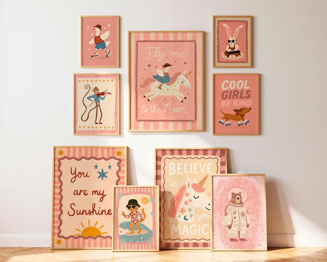 27 Inspirational Girl Wall Art Prints Set Positive Quotes Pink Nursery ...