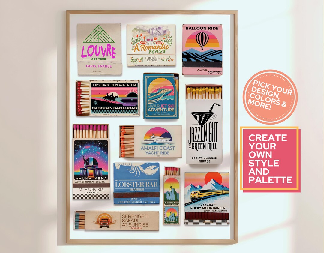 Custom Matchbox Poster Personalized Memory Wall Art Retro Print Unique ...