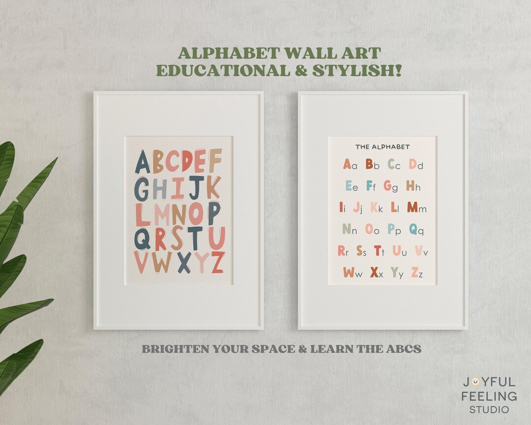 Educational Alphabet Wall Art Kids Room Decor Montessori Poster Set ...
