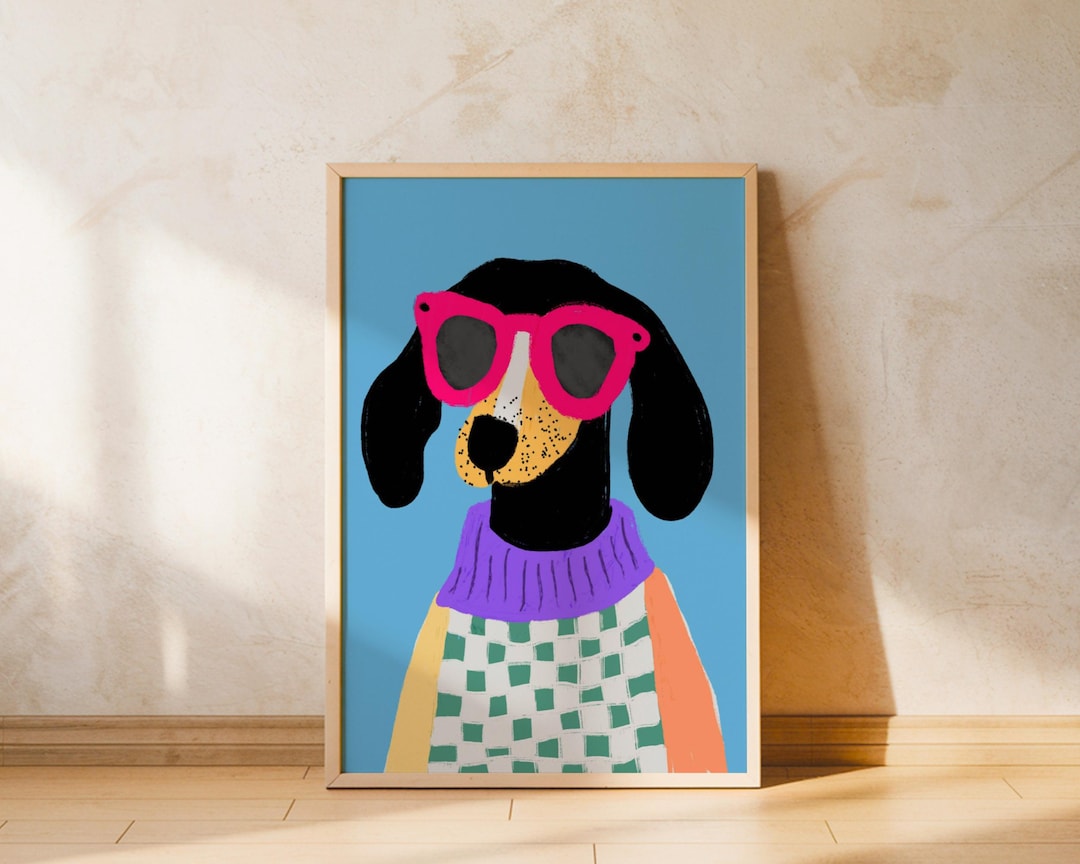 Colorful Dog Poster Printable Fun Animal Wall Art Kids Room Decor ...