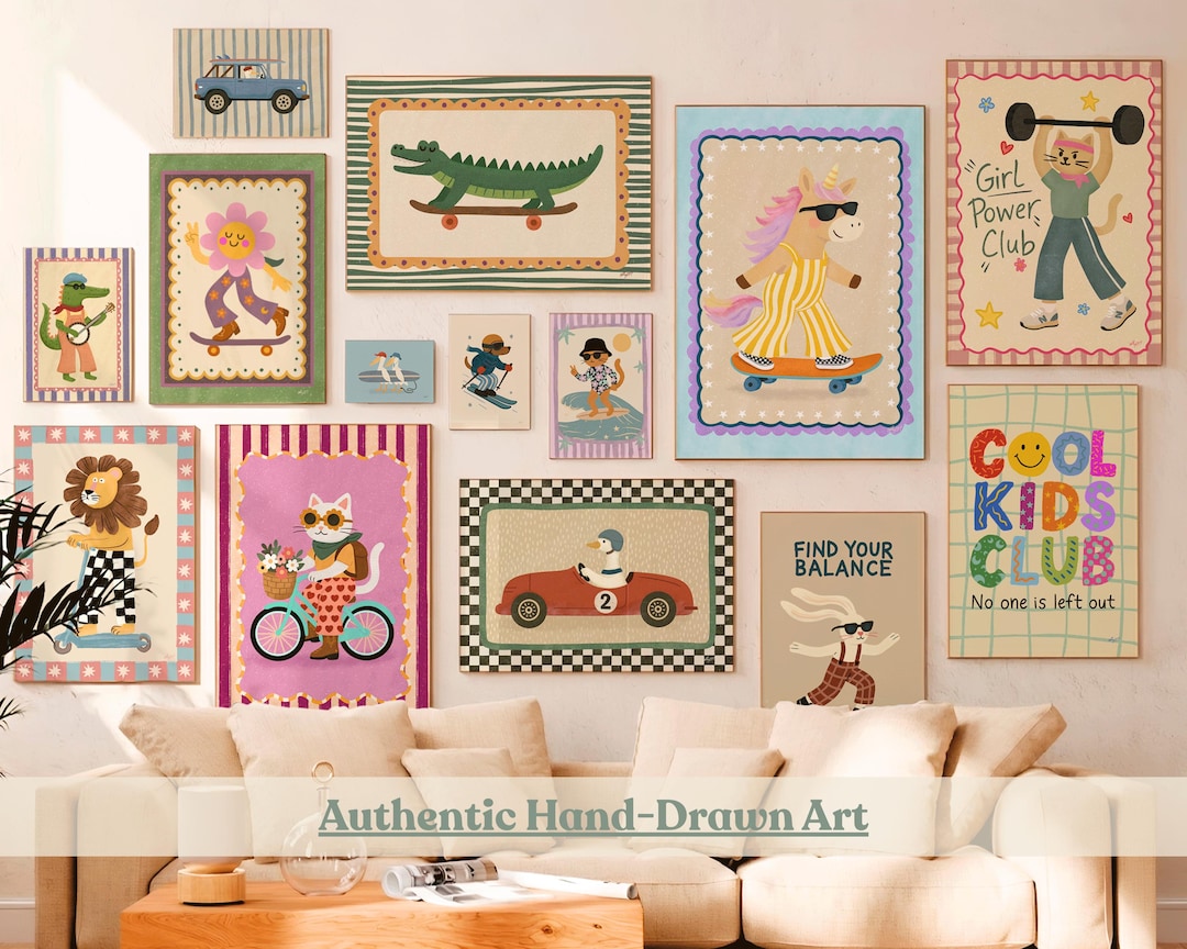 Kids Wall Art Bundle Nursery Wall Decor Set Baby Room Posters Children ...
