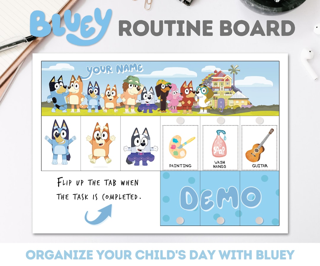 Bluey Routine Board Personalized Kids Planner 128 Printable Visual ...