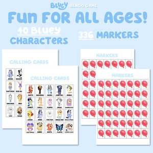 Bluey Bingo Game Printable Kids Party Activity Instant Download Family ...
