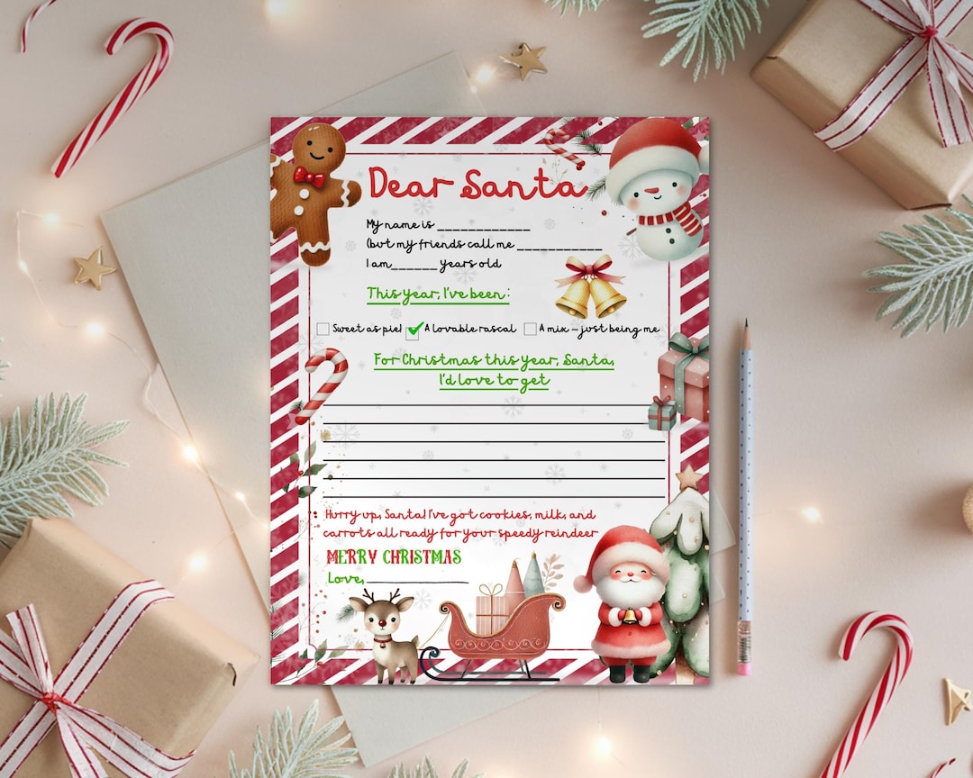Santa Claus Letter for Kids Editable & Personalized Christmas Wish List ...