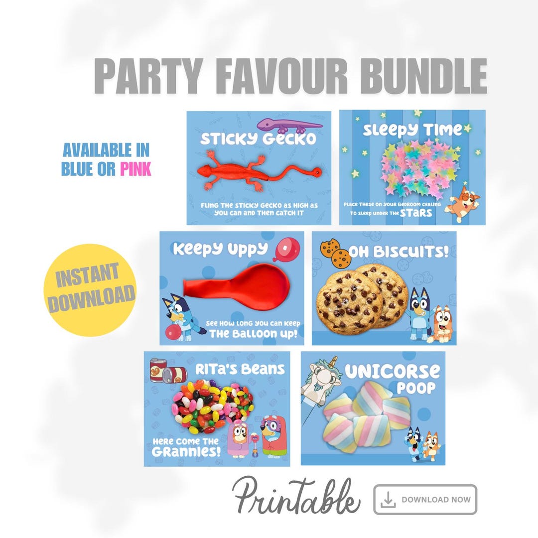 Ultimate Bluey Party Favor Pack 6 Printable Designs for Kid's Birthday ...