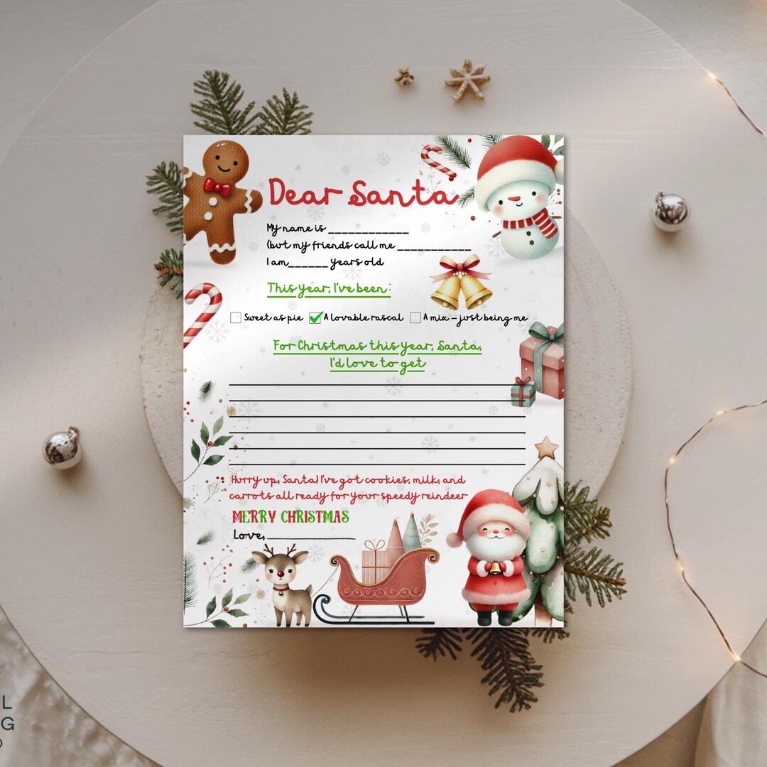 Personalized Santa Claus Letter for Kids - Editable Christmas Wish List ...