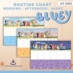 Bluey Routine and Habits Board, Printable, CUSTOMIZED, 128 Cards, Kids ...