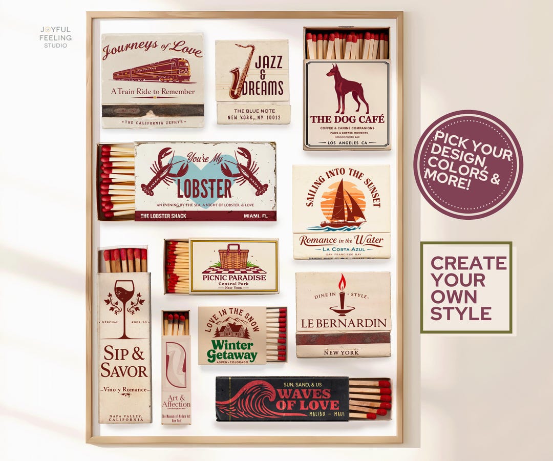 Personalized Matchbox Poster Custom Retro Art Vintage Couple Gift Wall ...