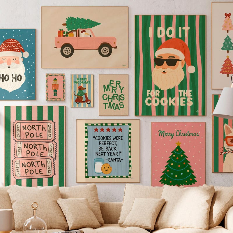 Vintage Santa Print Cotton - Etsy UK