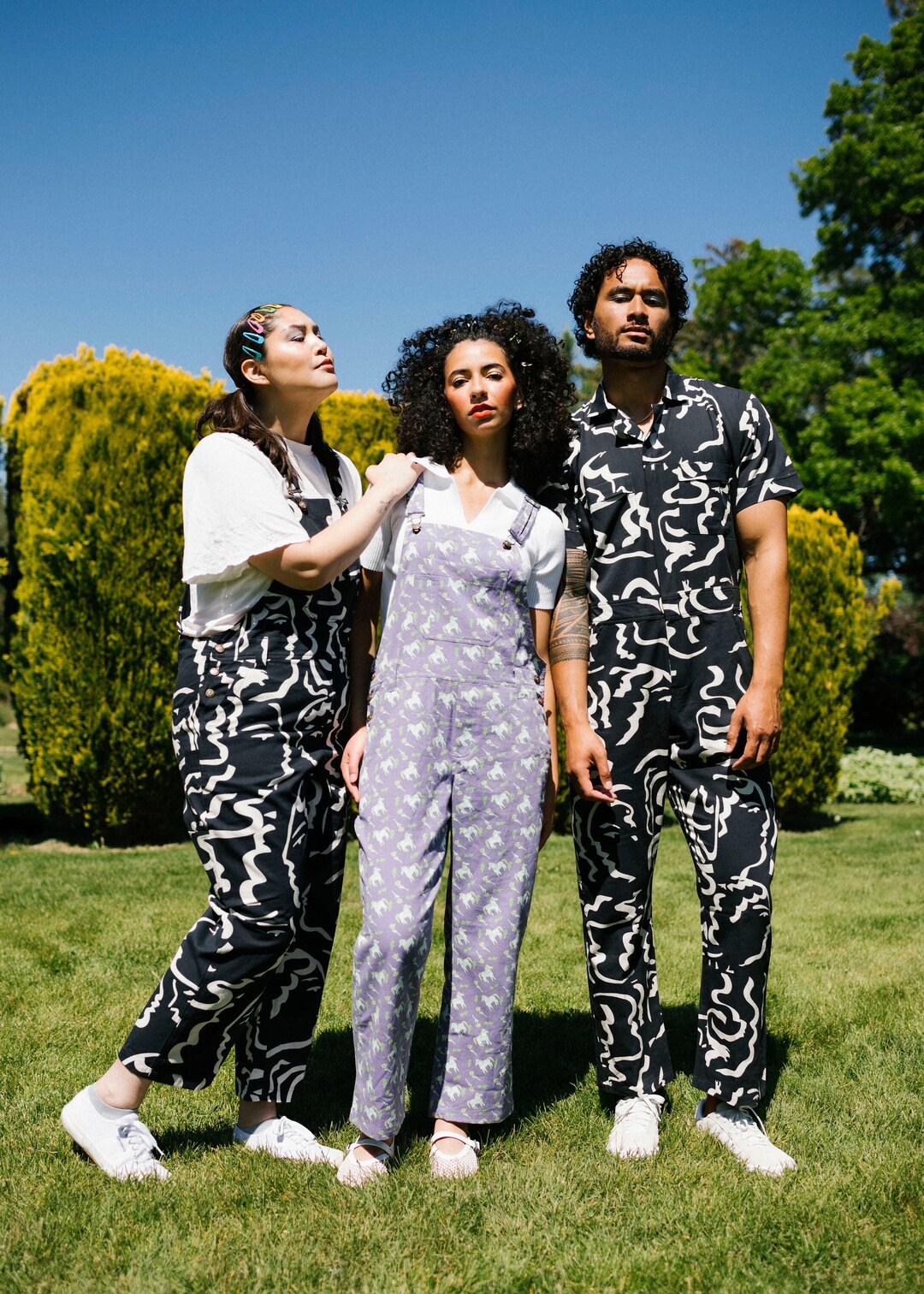 New Midnight Faces Overalls Printed Overalls Boiler-suit Black Jumpsuit ...