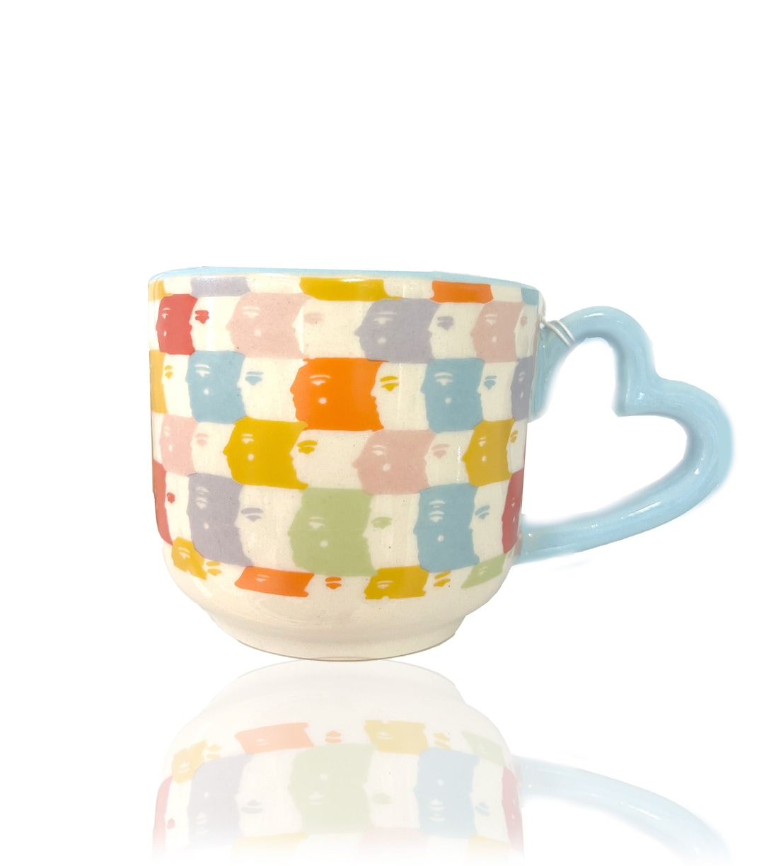 Rainbow Check Faces Mug - Etsy UK
