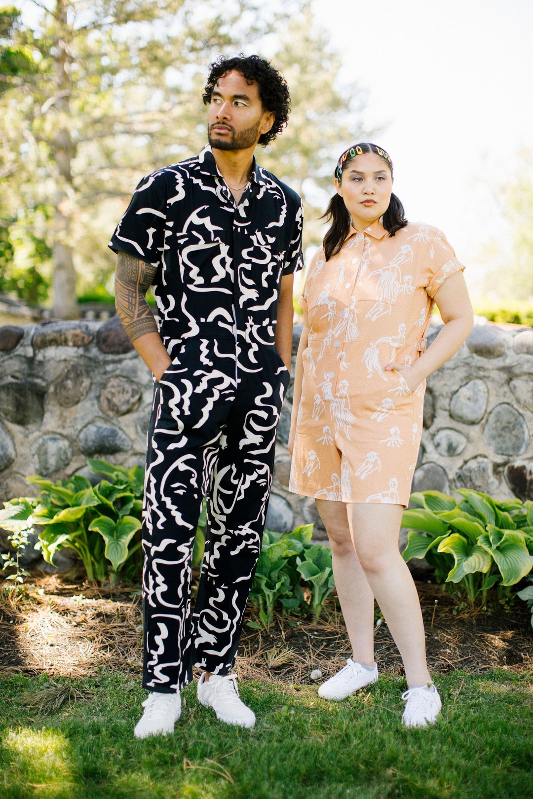 New! Midnight Faces Jumpsuit | Printed Jumpsuit | Boiler-suit | Romper ...