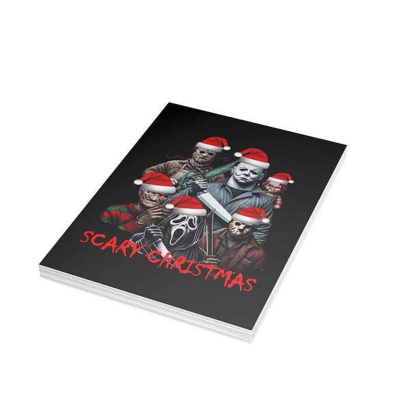Scary Christmas Horror Characters Greeting Card | Holiday Horror Card ...