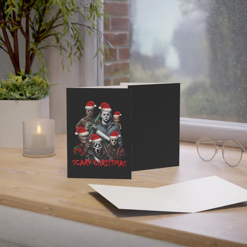 Scary Christmas Horror Characters Greeting Card | Holiday Horror Card ...
