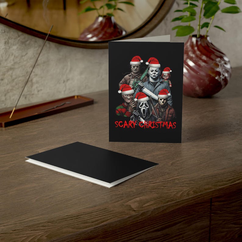 Scary Christmas Horror Characters Greeting Card | Holiday Horror Card ...