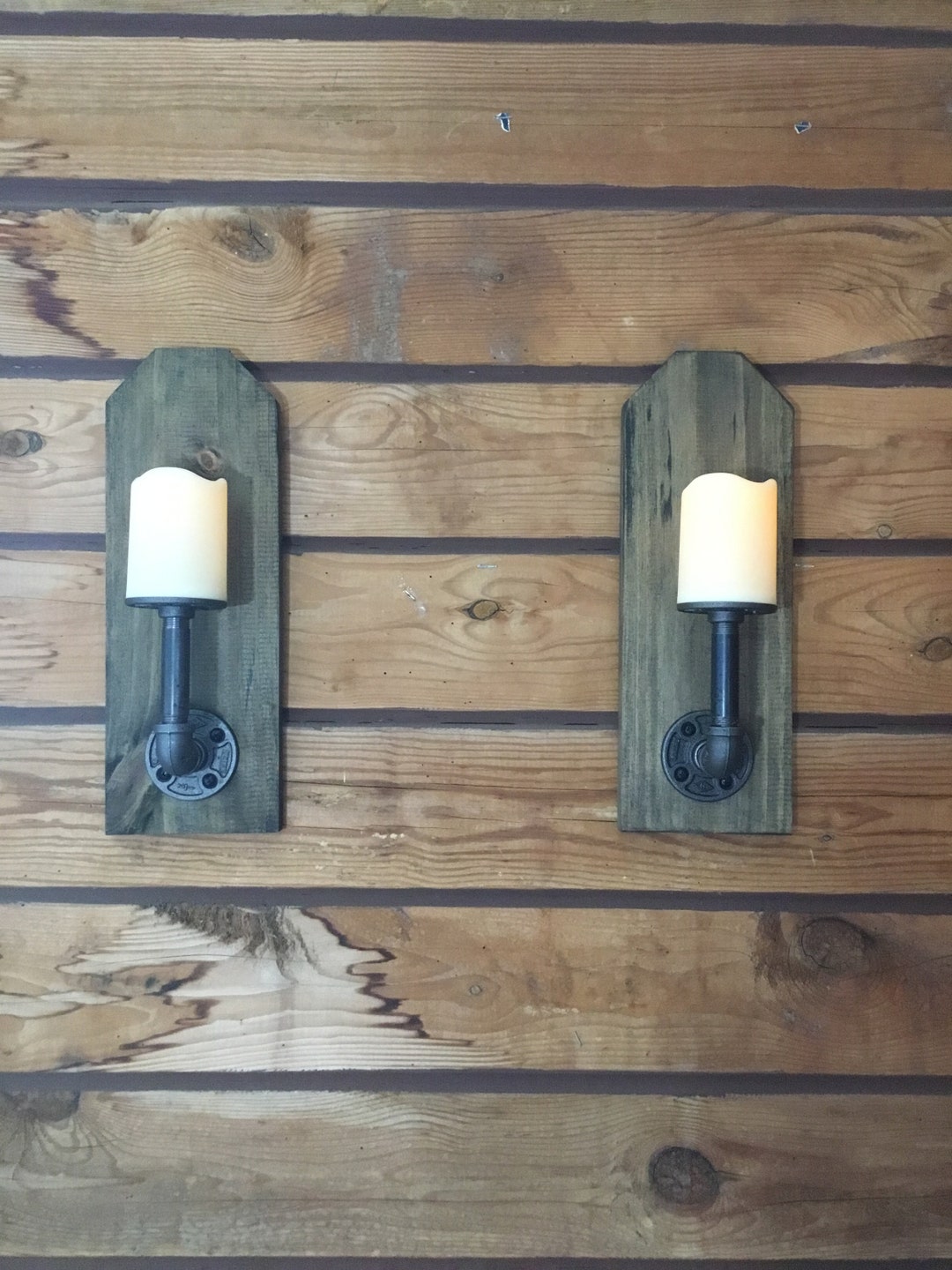Candle Wall Sconces, Industrial Wall Sconces, Iron Pipe - Etsy