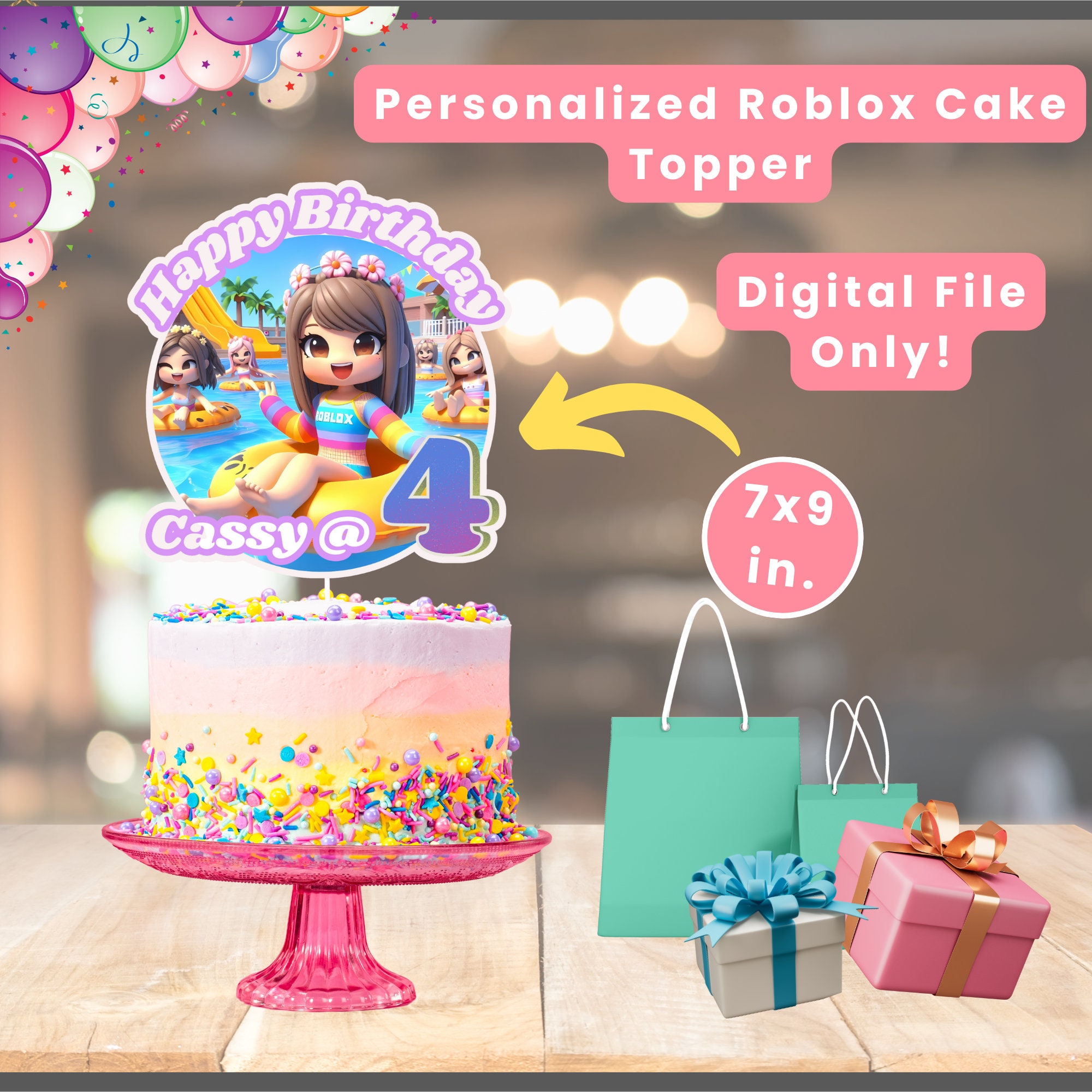 Roblox Cake Topper for Girl, Roblox Birthday Cake Topper, Roblox Png ...