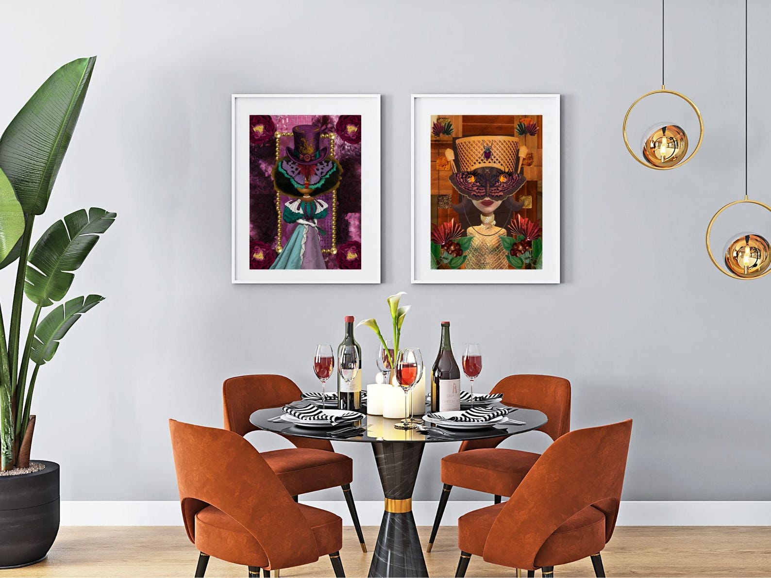 Dark Academia Gallery Wall Art Set - Butterfly Woman & Moth Woman ...