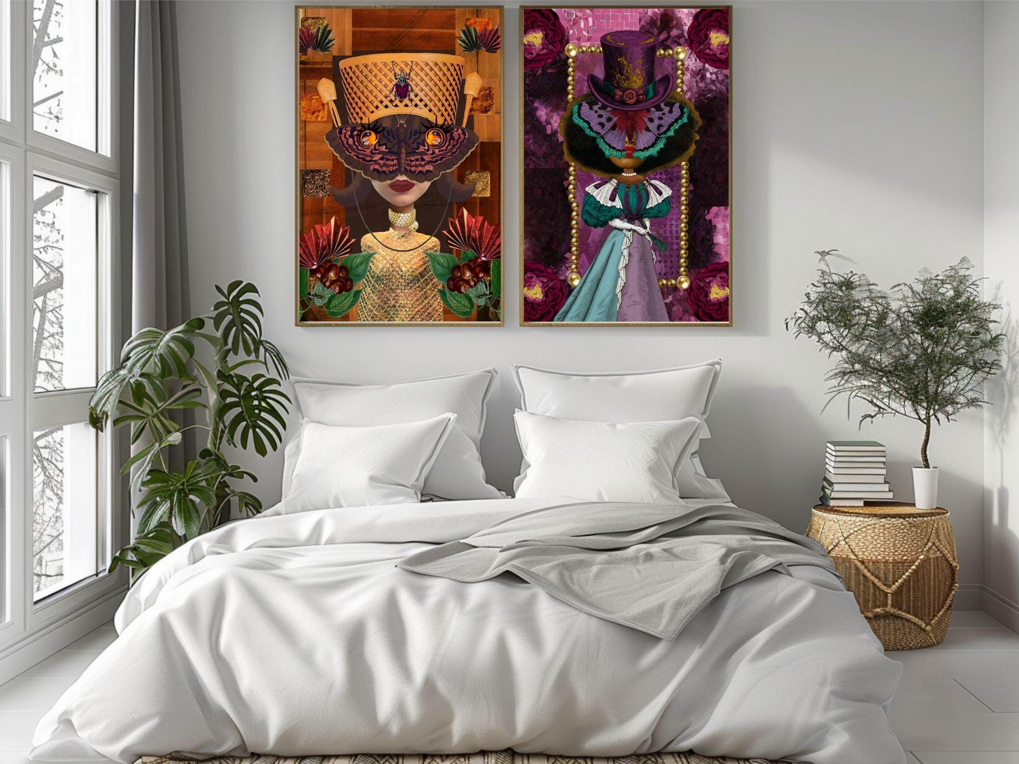 Dark Academia Gallery Wall Art Set - Butterfly Woman & Moth Woman ...
