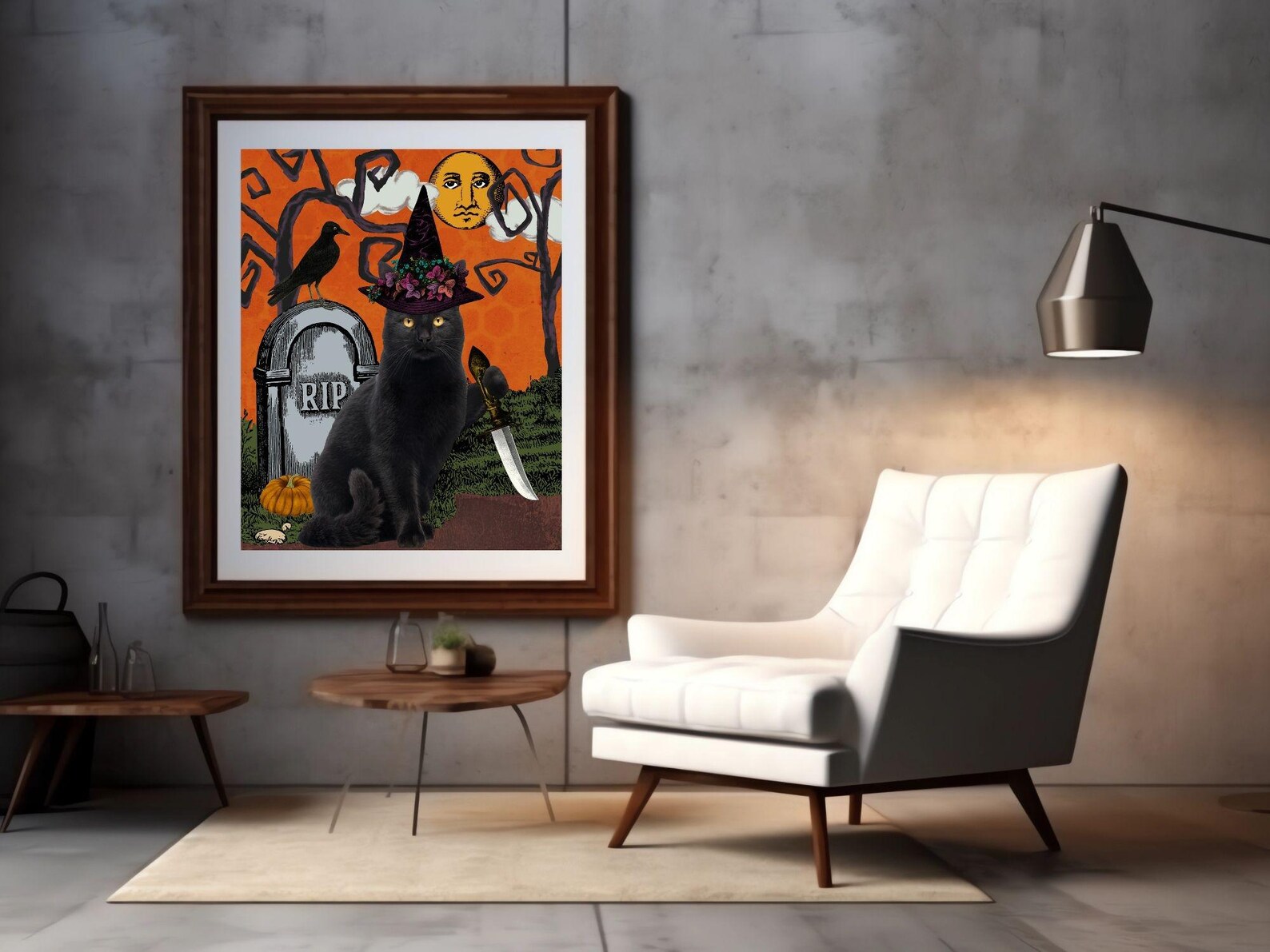 Murder Mittens - Black Cat Halloween Art Poster, Funny Vintage ...