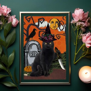 Murder Mittens - Black Cat Halloween Art Poster, Funny Vintage ...