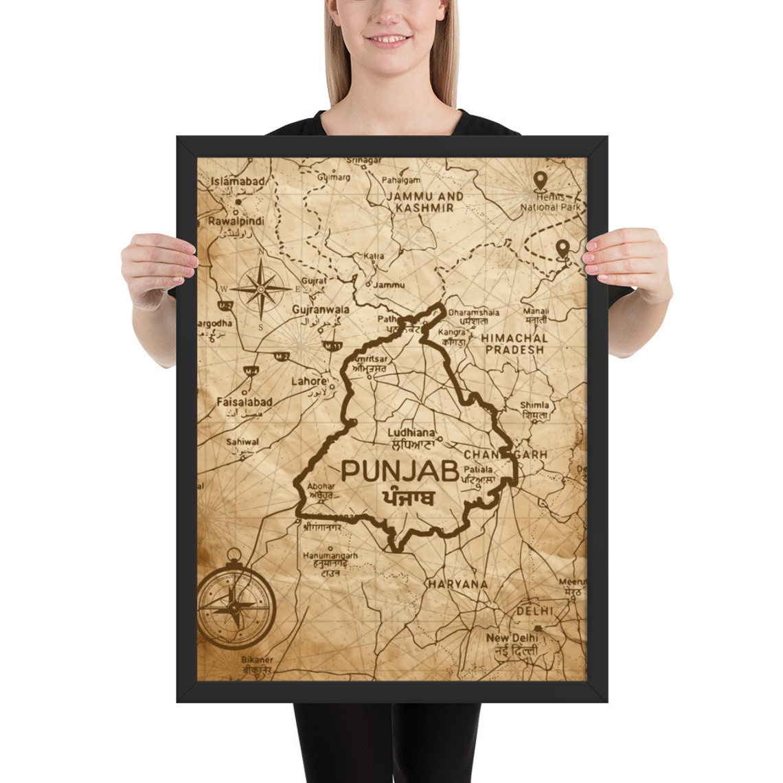 Punjab Map Poster | Punjabi Wall Art | Punjab India Decor | Punjabi Art ...